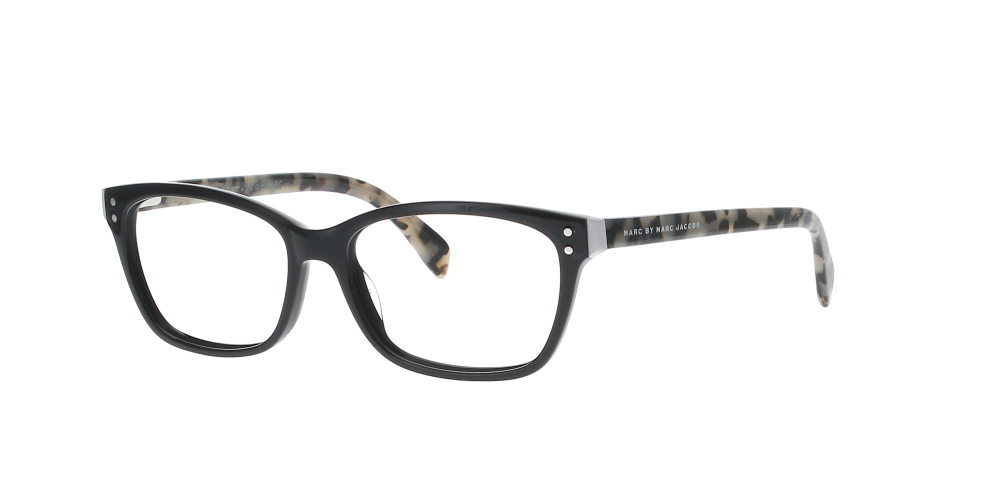 Black and Tortoise Marc Jacobs Frame Rectangle Glasses | Fashion Eyewear US