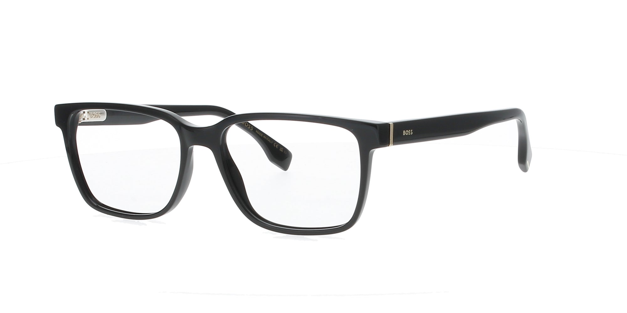 Shiny Black Rectangle BOSS Frame Rectangle Glasses | Fashion Eyewear